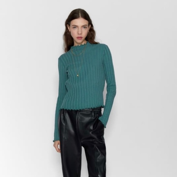 Zara | Tops | Turquoise Turtleneck | Poshmark
